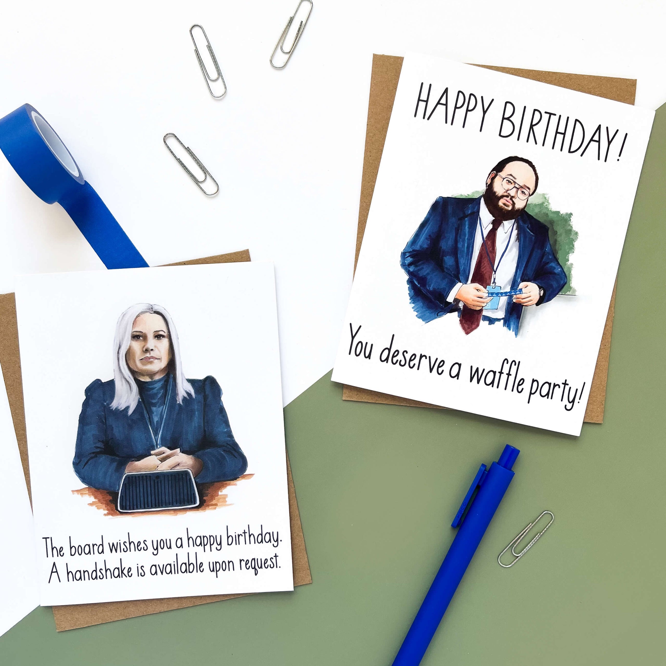 Waffle Party Severance Birthday Card – Morgan Swank Studio