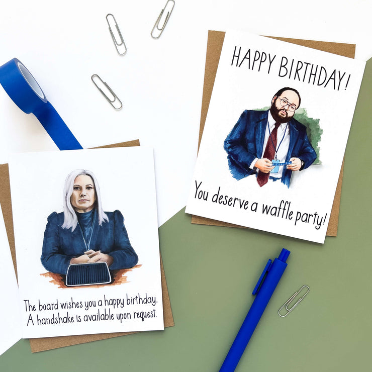 Waffle Party Severance Birthday Card – Morgan Swank Studio
